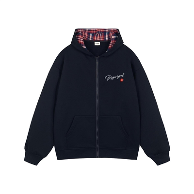 RASP美式复古连帽开衫外套花体花卉字母情侣休闲春秋冬季卫衣外套