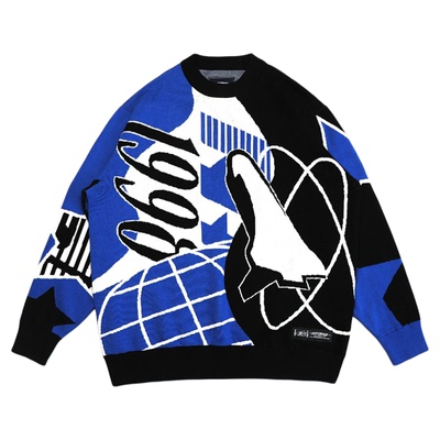 美式街头嘻哈针织毛衣宽松男女