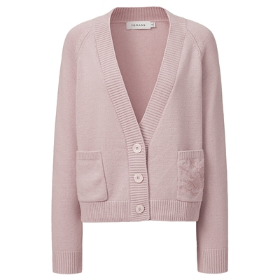 VGRASS羊绒羊毛立体刺绣针织开衫