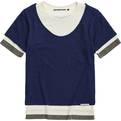NO DIRECTION+ 羊毛廓形双层可拆圆领针织T恤N534002341B