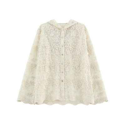 浪漫氛围感镂空连帽外套