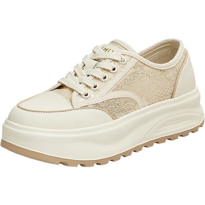 天美意2025新款商场同款厚底百搭运动系带女休闲板鞋BK951BM5