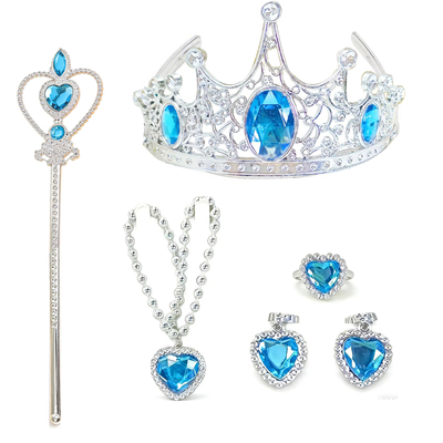 儿童皇冠冰雪艾莎公主魔法棒项链戒指耳坠配头饰生日礼物演出发箍