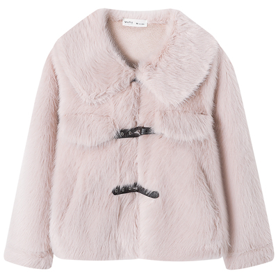 慕兔甜美粉色仿水貂绒外套
