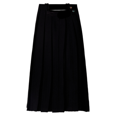 易碎商店黑色百褶长裙