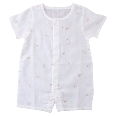 娃丽比26婴儿连体衣夏季新生儿衣服短袖薄款爬服男女宝宝纯棉哈衣