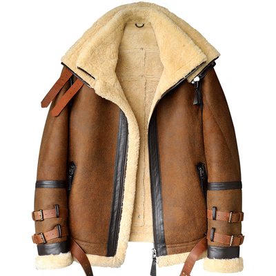 汉名仕霸气飞行服B3羊皮毛一体