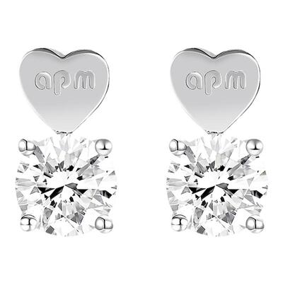 apmMONACO银镶晶钻圆形耳钉