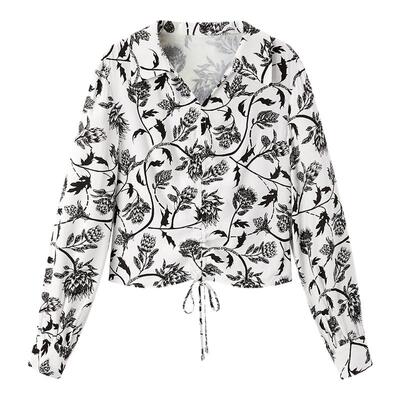 太平鸟女装夏季时尚抽褶上衣翻领女式衬衫女A1CDE2167