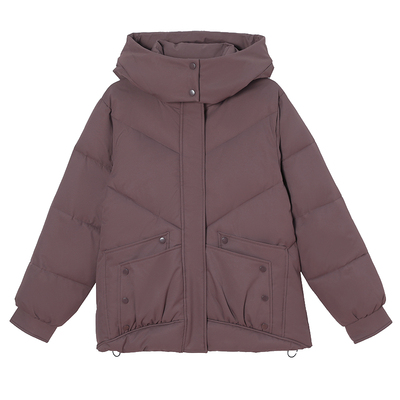 雅鹿羽绒服女短款2025新款冬季时尚工装小个子连帽白鸭绒气质外套