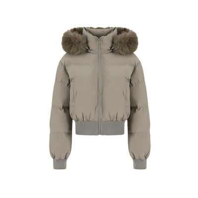 范洛造型感时髦灰调短款羽绒服