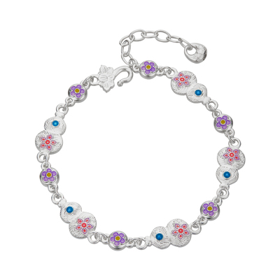 顺庆银楼S9999纯银拾月手链古法