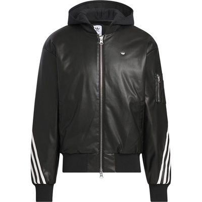 Adidas/阿迪达斯官方正品三叶草男士仿皮运动时尚连帽外套JL7556