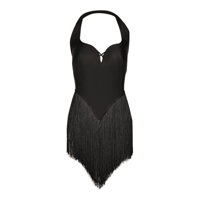 UDANCE拉丁舞蹈服2025新款舞服舞裙日常练功服挂脖流苏连衣裙 A85