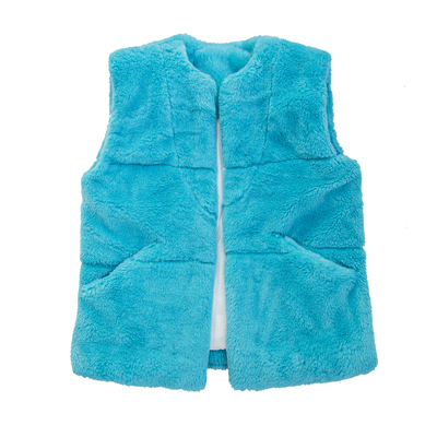 fiu购轻熟女羊毛泰迪熊发热环保皮草马甲半裙套装 蓝色小众背心女