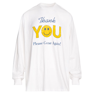 笑脸印花打廓形长袖T恤