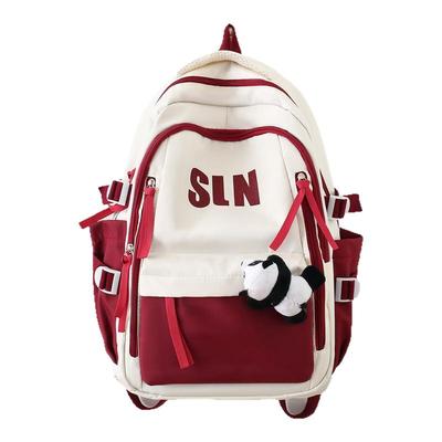 美式简约高颜值书包大容量初中大学生女双肩包高级感耐脏休闲背包