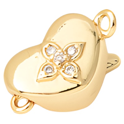 高保色铜镀18K金镶锆元宝插棒扣