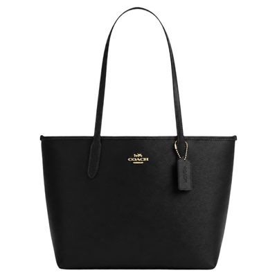 COACH/蔻驰官方奥莱款 City 26金色字母压印皮革单肩包女款CDX83
