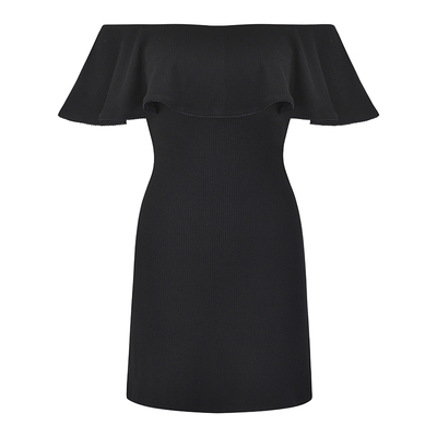 欧美风性感一字肩荷叶边连衣裙