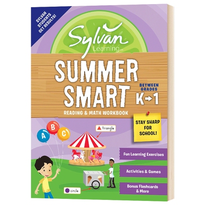 美国幼儿园小学1年级暑假阅读数学技巧练习册 英文原版 Sylvan Summer Smart Workbook K 1 英文版 进口原版英语书籍