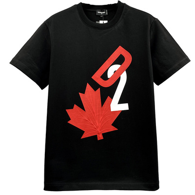 男士短袖T恤夏季宽松版枫叶d2创意凸印花时尚潮流纯棉上衣T-shirt