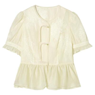 素雅五分袖单排扣衬衫