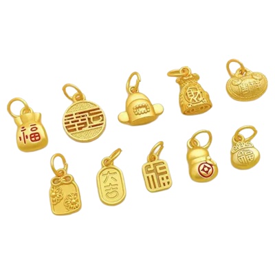 晨钰沙金高保色小吊坠