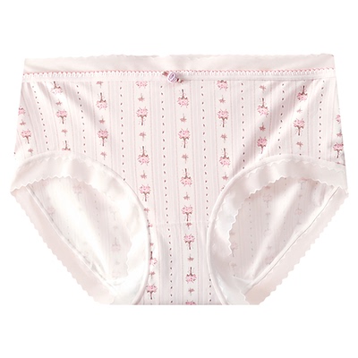 秘语内裤女花屿星辰轻薄透气抗菌无痕蕾丝边中腰蕾丝平角裤62074