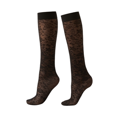 CALZEDONIA卡泽意袜女士春50D时尚花朵提花JK中筒袜小腿袜DLG013