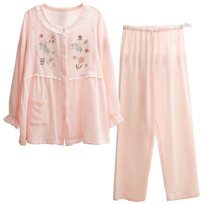 月子服纯棉纱布夏季孕妇哺乳睡衣