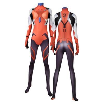 万圣节成人女款明日香剧场版EVA 战士 Asuka Cosplay连体紧身衣