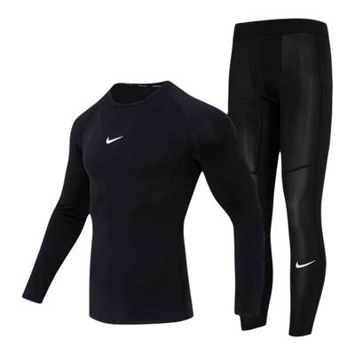 NIKE耐克跑步训练紧身衣男款Dri-Fit速干长袖跑步健身运动三件套