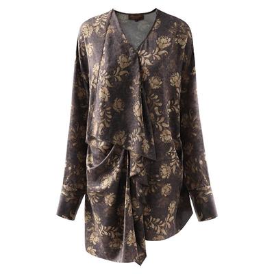 荡领不对称荷叶边衬衫