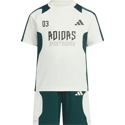 Adidas/阿迪达斯正品2025夏季款儿童三条纹运动套装KC5980