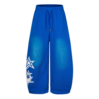 EUEH蓝色渐变弯刀裤阔腿裤男女