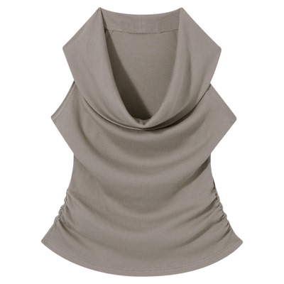 PSO Brand女装修身收腰显瘦荡领一字肩上衣辣妹风挂脖无袖背心