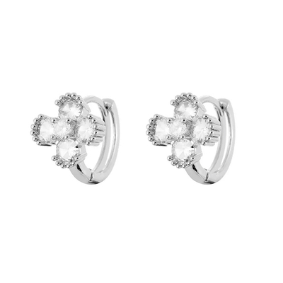 GGXR 镶钻四叶草耳环无耳洞耳夹