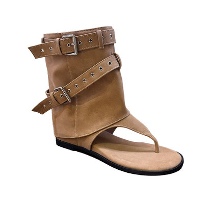 内增高罗马凉鞋朋克扣带裤管靴