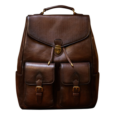 Hanmiis头层牛皮真皮双肩包