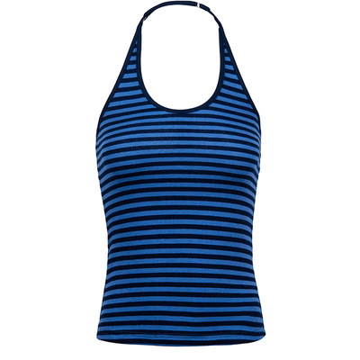 PCLA条纹挂脖露背显瘦背心