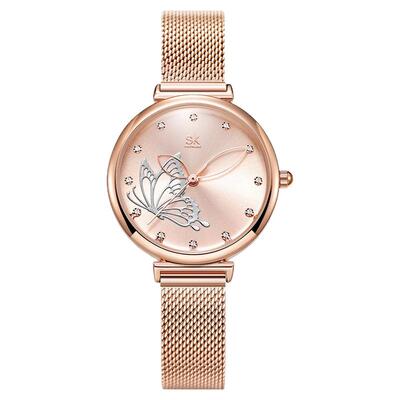 SK女士手表时尚立体蝴蝶优雅腕表防水爆款手表女轻奢高档气质学生