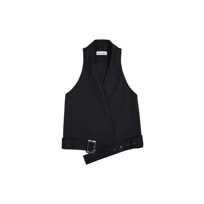 DUE E CHEN V-neck V领腰带马甲｜细腻光泽