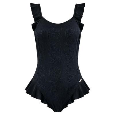 sisia荷叶边露背高级感纯欲泳衣