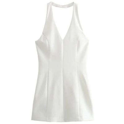 V-neck hanging neck slim fit dress women V领挂脖修身连衣裙女