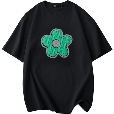 PINLI品立烫钻纯棉短袖圆领T恤