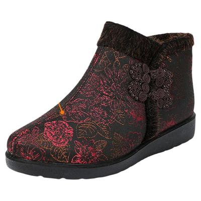 老美华冬季加绒保暖妈妈鞋毛毛鞋