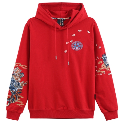 oniarai鬼洗 新品潮牌泥棒蓝男士卫衣斗鸡刺绣连帽卫衣 21NOB50