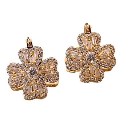 锆石四叶草耳环小众独特气质耳饰