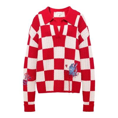 雅莹羊毛羊绒毛衣国风棋盘格